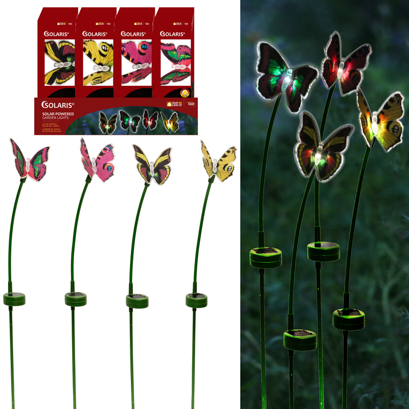 Alpine Assorted Plastic 24 in. H Butterfly Solar Garden Stake ...