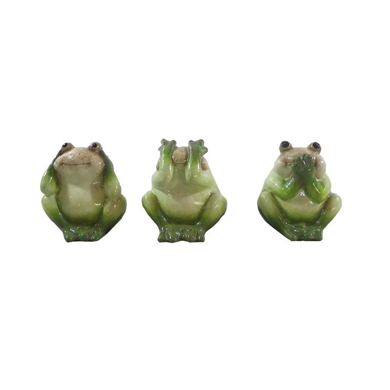 Meadow Creek Ceramic Green 7.87 in. Terra Cotta Assorted Frog Garden ...