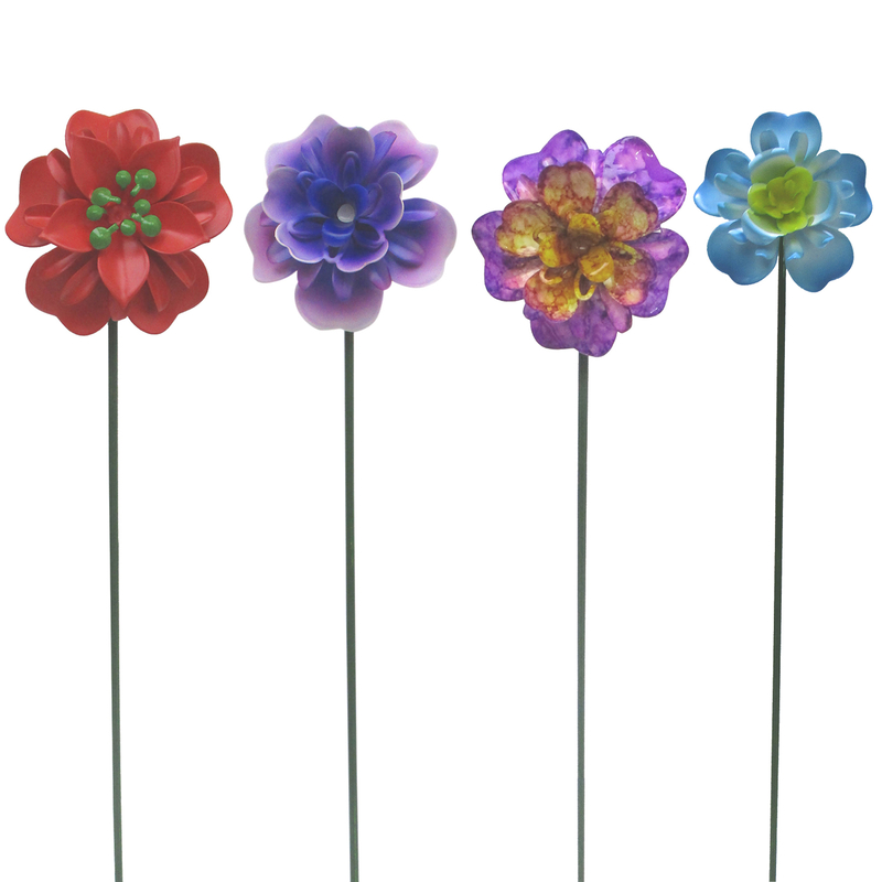Meadow Creek Assorted Iron 17.13 in. H Flower Planter Stake ...